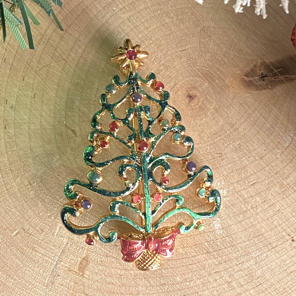 Vintage- Christopher Radko Ornate Christmas Tree Broo… - Gem